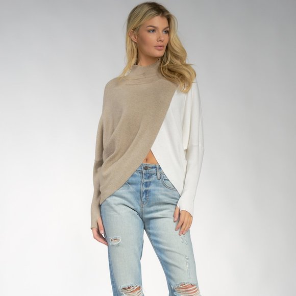 Elan | Sweaters | Elan Womens Color Block Print Turtleneck Long Sleeve ...